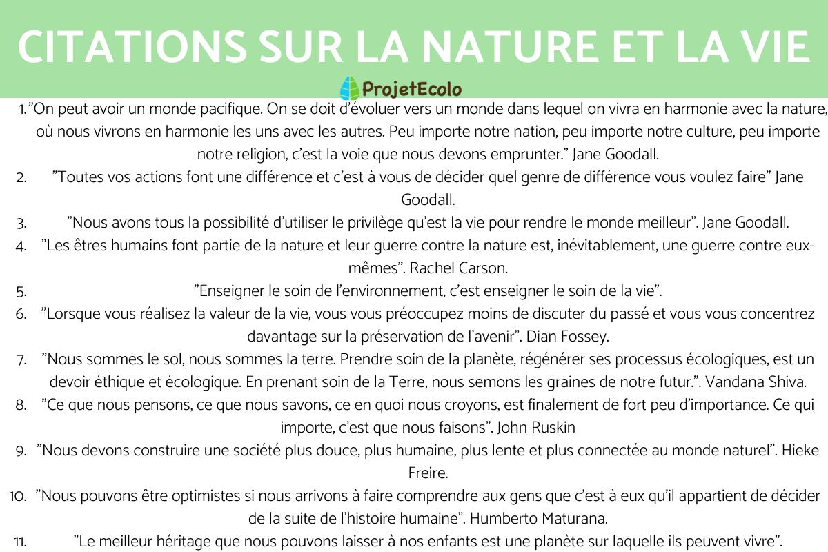 +50 CITATIONS sur la NATURE